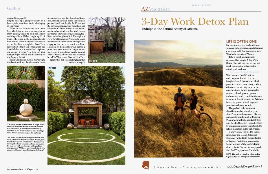 3-Day Work Detox Plan | Architectural Digest | SEPTEMBER 2008