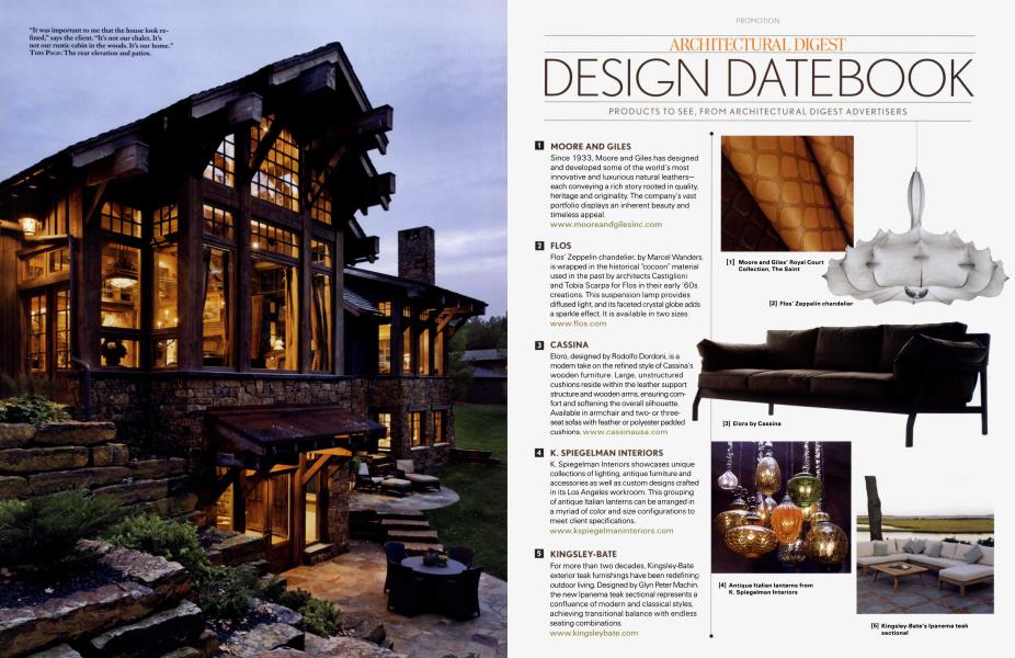ARCHITECTURAL DIGEST DESIGN DATEBOOK | Architectural Digest | APRIL 2009