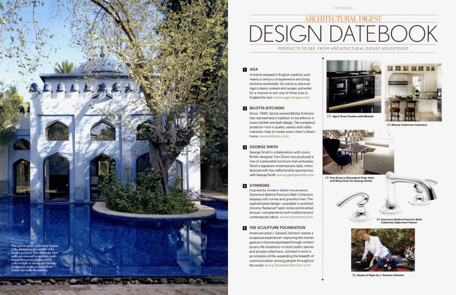 ARCHITECTURAL DIGEST DESIGN DATEBOOK | Architectural Digest | AUGUST 2009