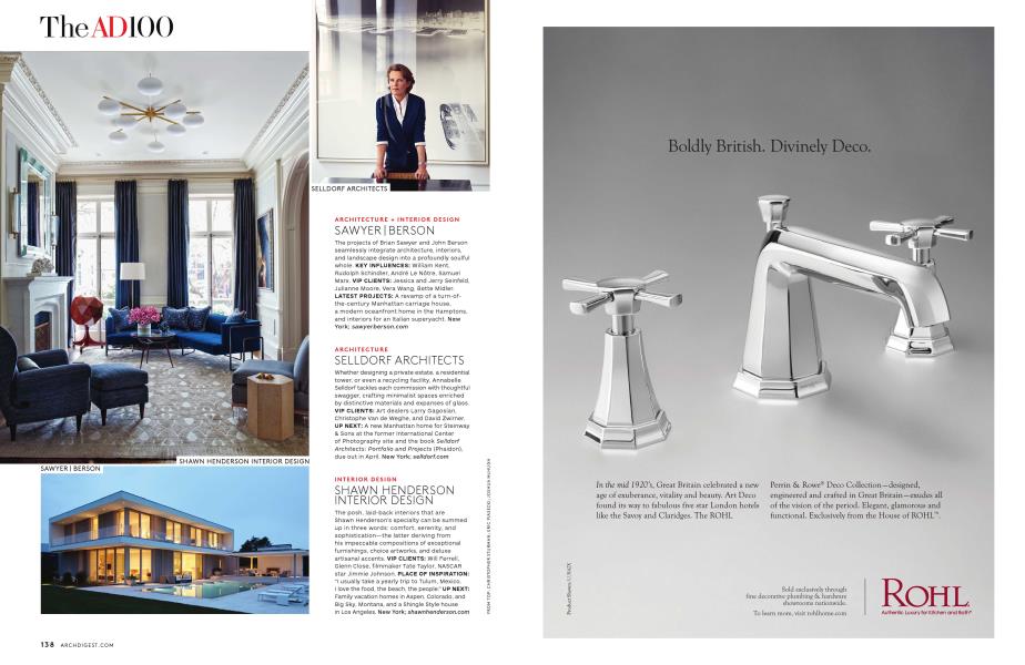 ROHL® | Architectural Digest | JANUARY 2016
