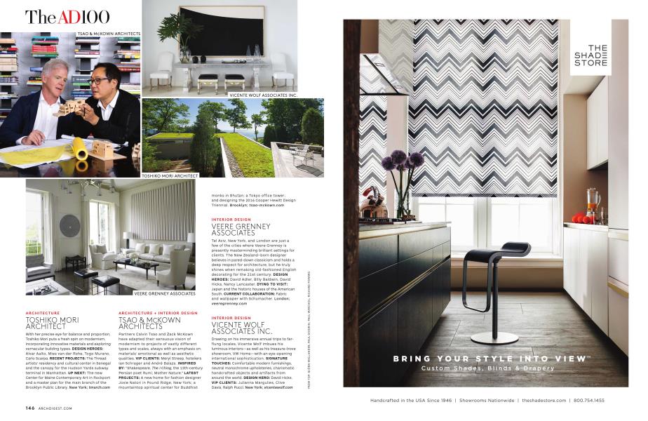 THE SHADE STORE | Architectural Digest | JANUARY 2016