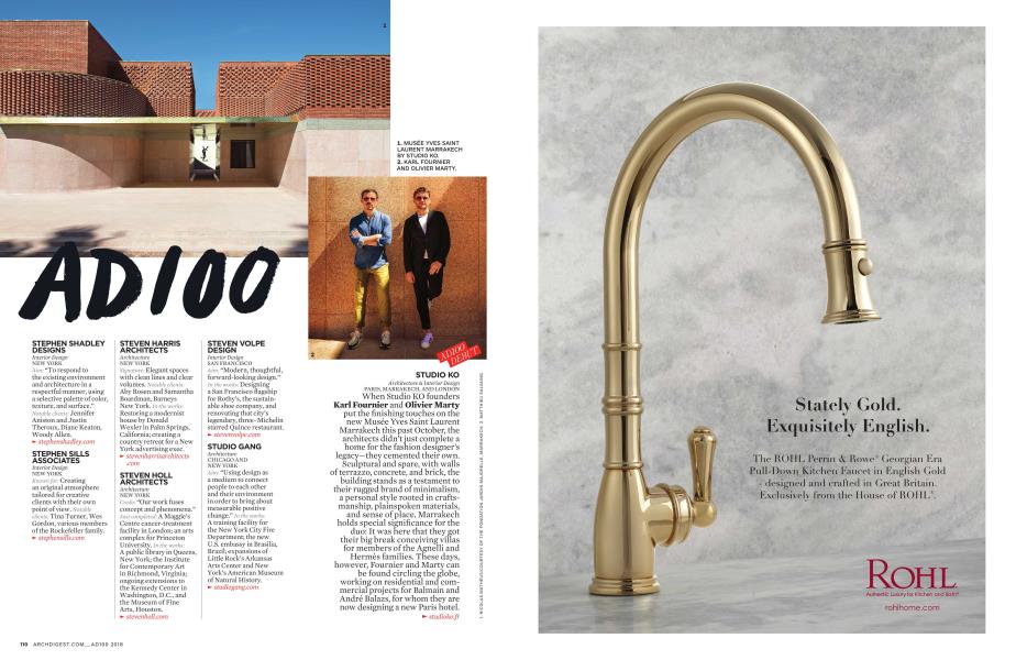 ROHL® | Architectural Digest | JANUARY 2018
