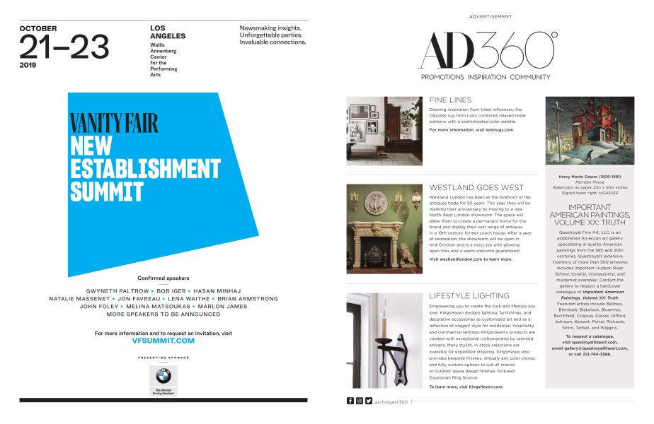 VANITY FAIR NEW ESTABLISHMENT SUMMIT | Architectural Digest | OCTOBER 2019