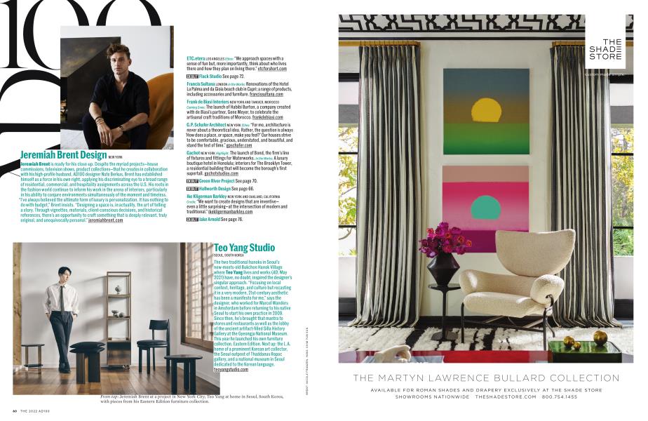 THE SHADE STORE | Architectural Digest | JANUARY 2022